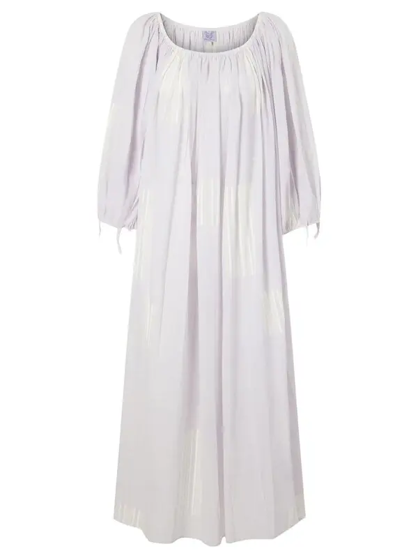 Thierry Colson Athenaïs Gathered Striped Cotton-voile Maxi Dress - Gray