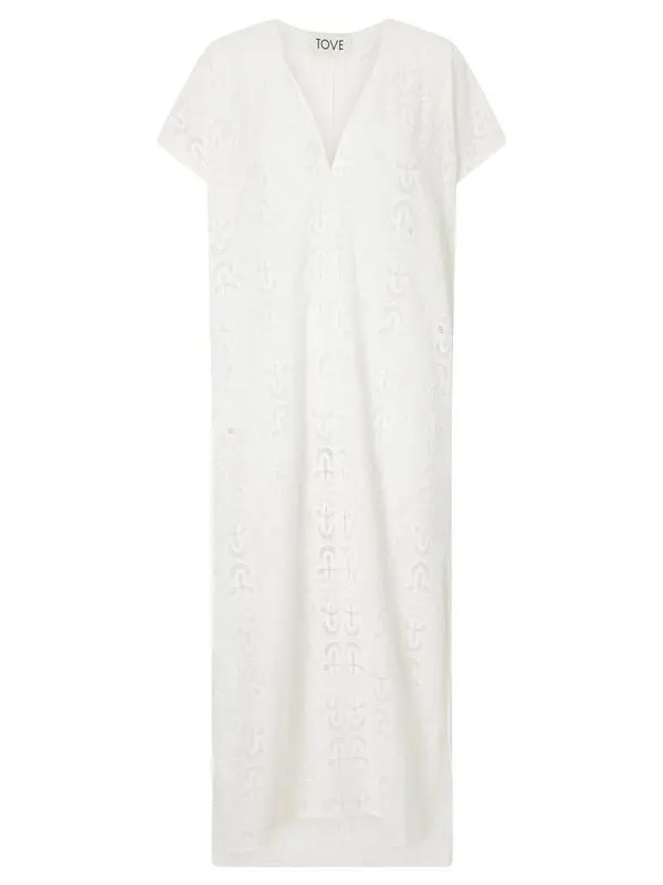 Tove Yuna Embroidered Midi Dress - White
