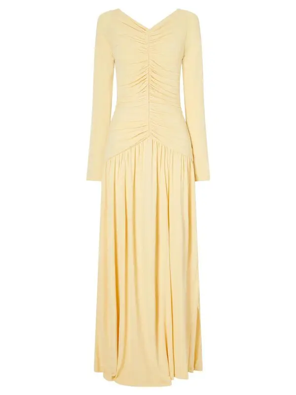 LA LIGNE Ruched Jersey Maxi Dress - Yellow