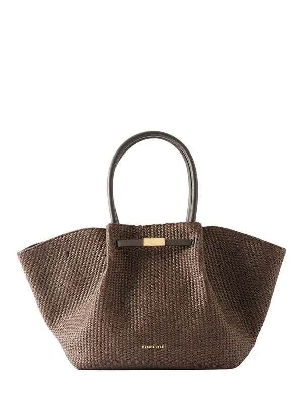 DEMELLIER The New York Large Raffia Tote - Brown