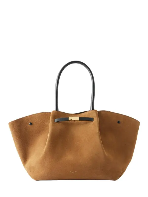 DEMELLIER The New York Suede Tote With Leather Trim - Brown