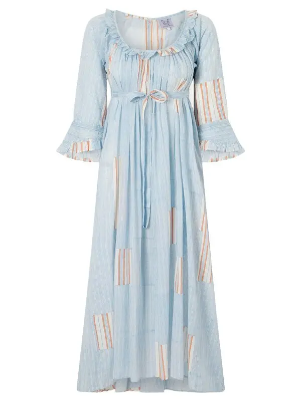 Thierry Colson Antoinette Ruffled Printed Cotton-voile Midi Dress - Blue