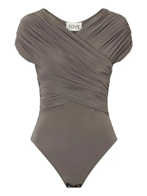 Tove Sidney Ruched Jersey-crepe Bodysuit - Green