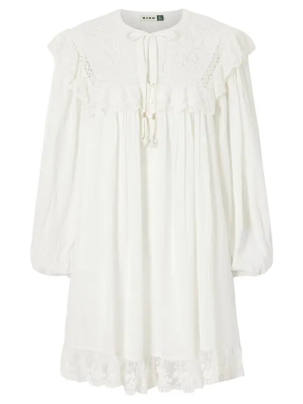 Rixo Inez Floral-embroidered Cotton Mini Dress - White