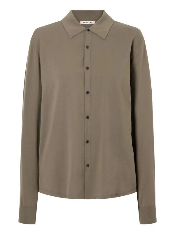 Auralee Giza Fine Knit Cotton Shirt - Green