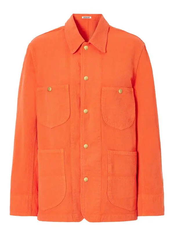 Auralee Wool, Cotton, And Linen-blend Jacket - Orange