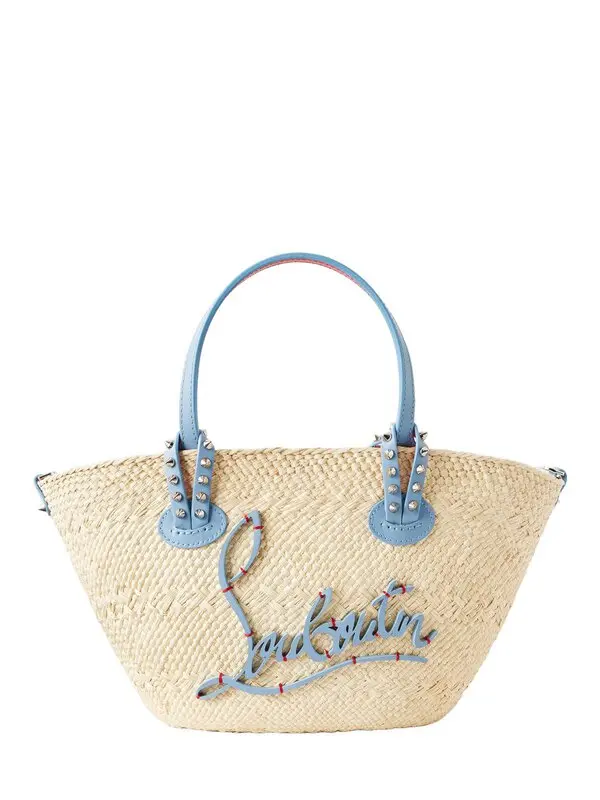 CHRISTIAN LOUBOUTIN Cabata Appliquéd Studded Raffia Tote - Neutrals