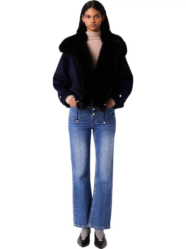 Maje Straight-cut Flare Jeans With Clover Detail - Blue