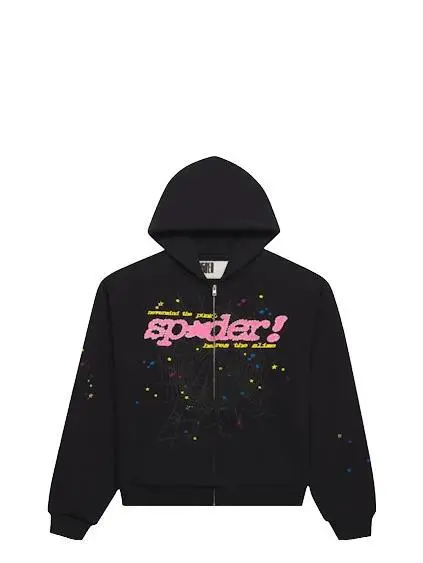 SP5DER Punk V2 Zip Up Hoodie - Black