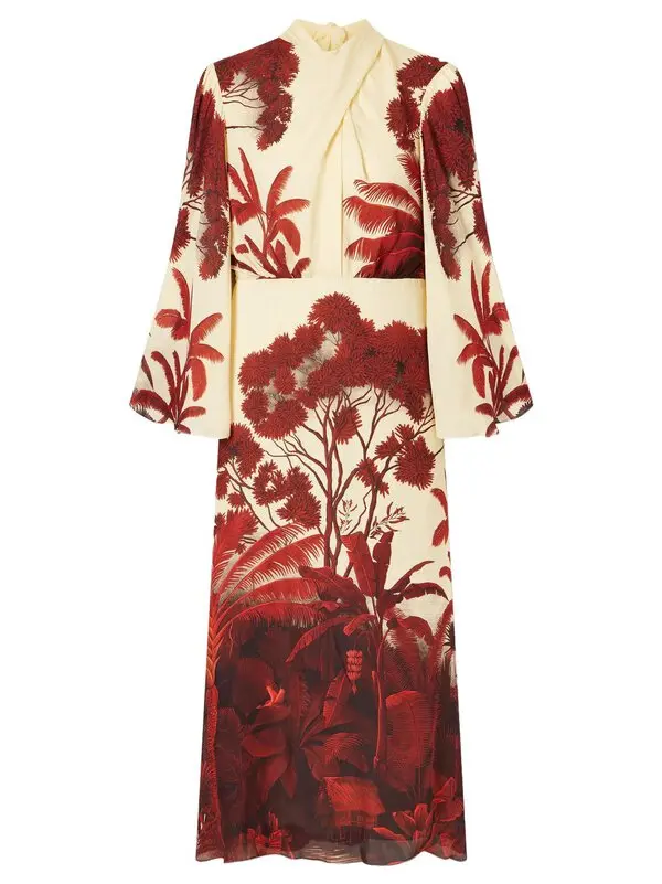 Johanna Ortiz Maiden Voyage Floral-print Silk Georgette Midi Dress - Red