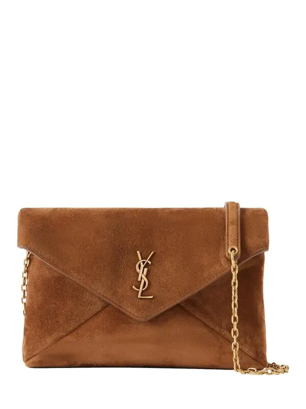 Saint Laurent Cassandre Suede Shoulder Bag - Brown