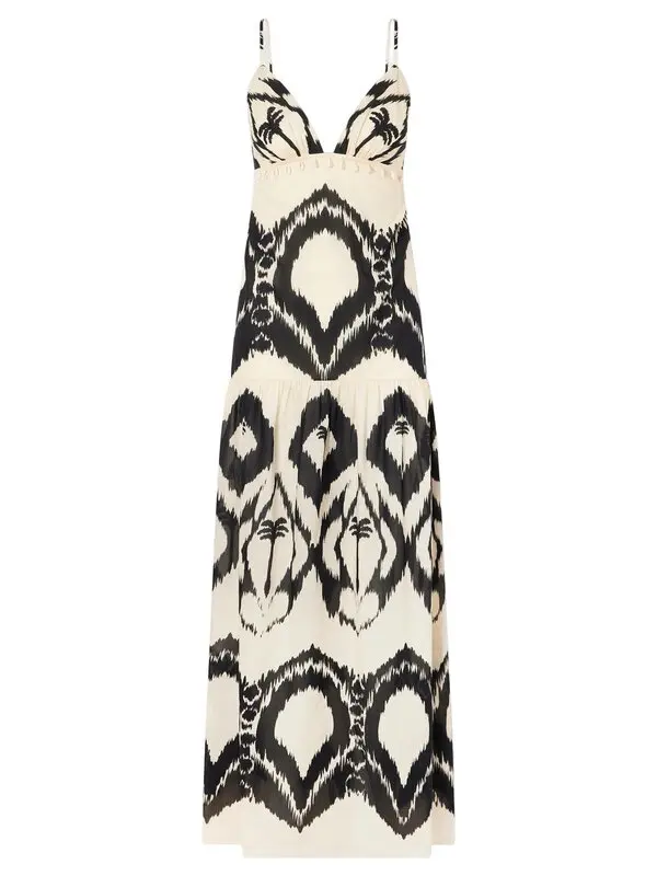 Johanna Ortiz Zea Palm Printed Cotton-poplin Maxi Dress - Neutrals