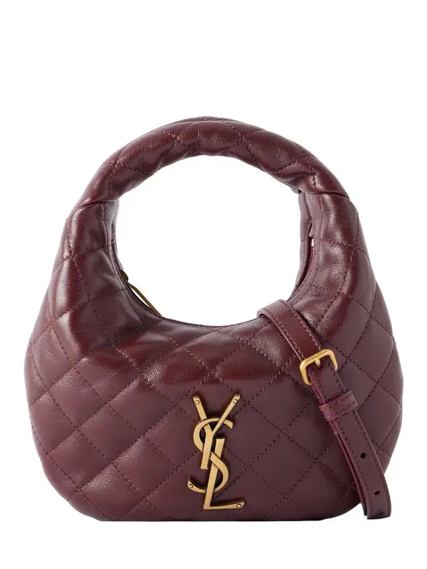 Saint Laurent Icarino Mini Matelassé Leather Shoulder Bag - Burgundy