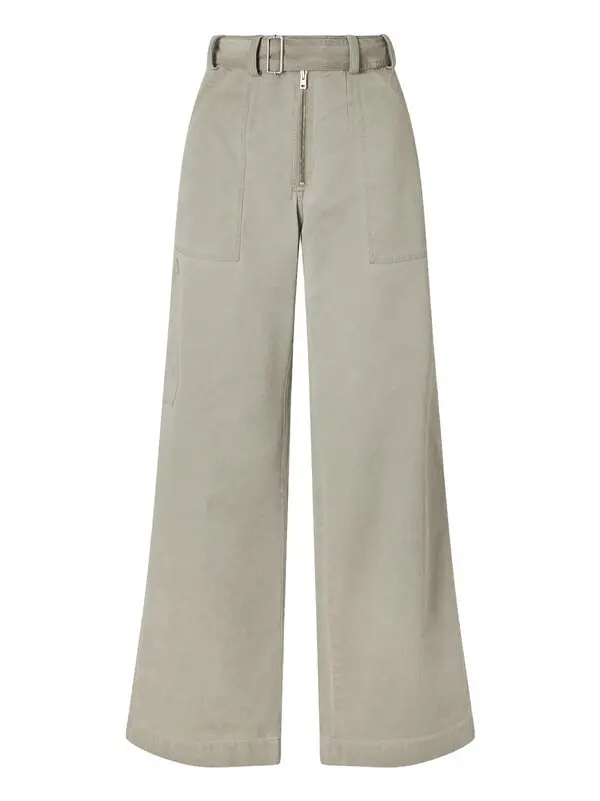 Acne Studios Belted Cotton-blend Gabardine Wide-leg Pants - Neutrals