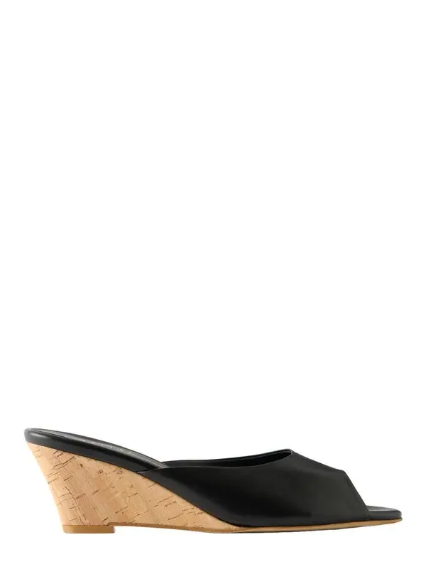 JAMIE HALLER Leather Platform Wedge Sandals - Black