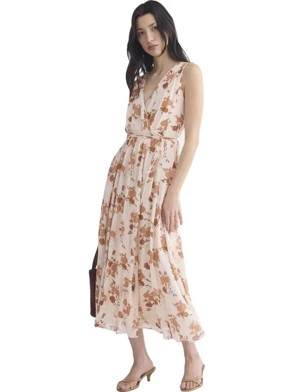 Everlane Sleeveless Silk Georgette Maxi Dress - Soft Floral