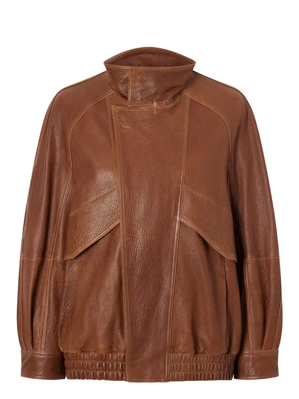 Nour Hammour Ariste Paneled Leather Jacket - Red