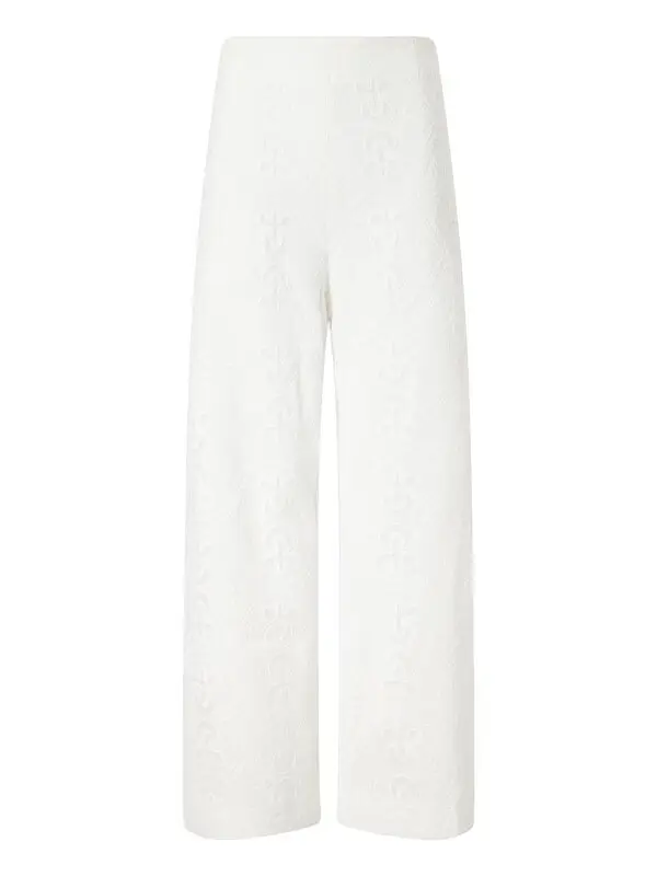 Tove Nynette Embroidered Wide-leg Cotton-blend Pants - White