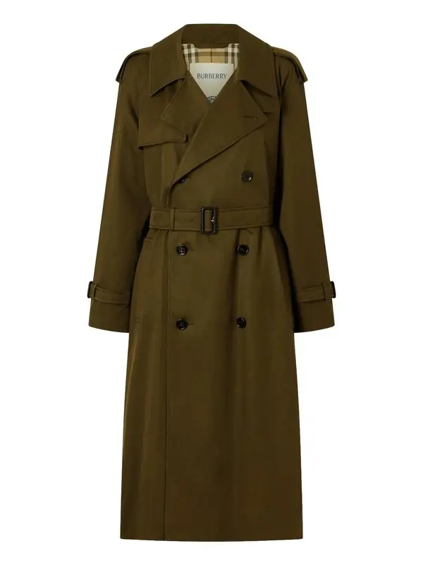Burberry Double-breasted Belted Cotton Trench Coat - Green