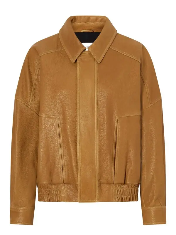 Nour Hammour Dalma Leather Jacket - Yellow