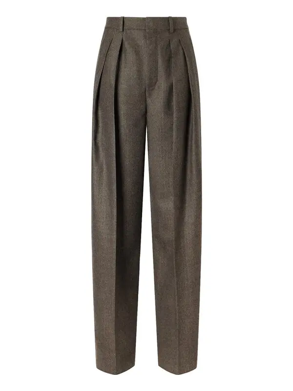 Saint Laurent Wool Blend Straight-leg Pants - Brown