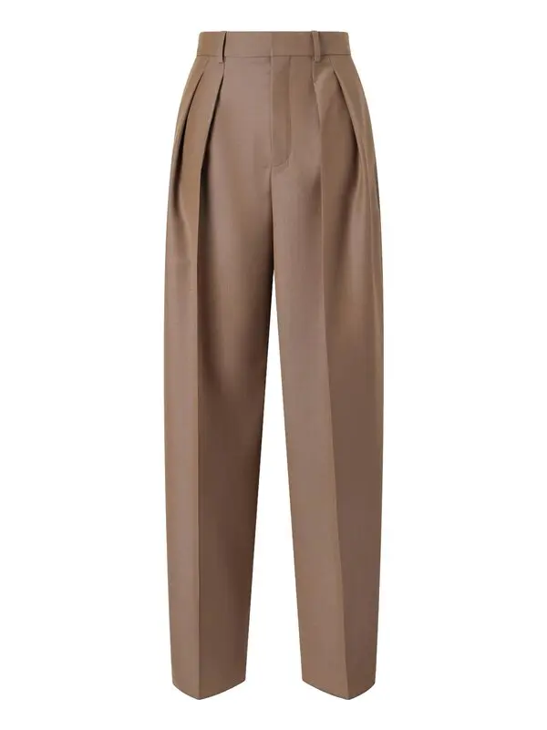 Saint Laurent Wool-blend Tailored Trousers - Brown