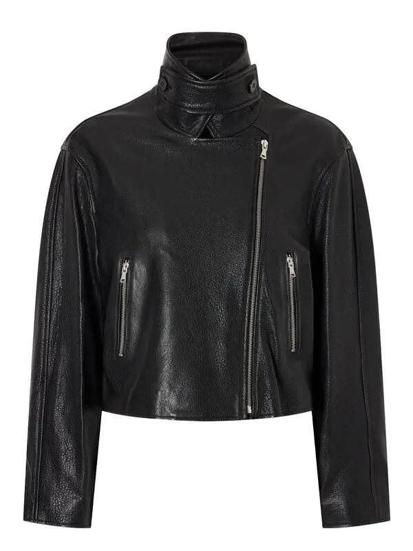 Nour Hammour Varda Textured Leather Jacket - Black