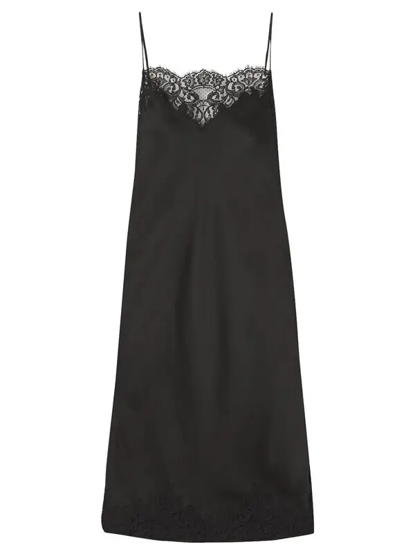 Stella McCartney Lace-trimmed Satin Midi Slip Dress - Black