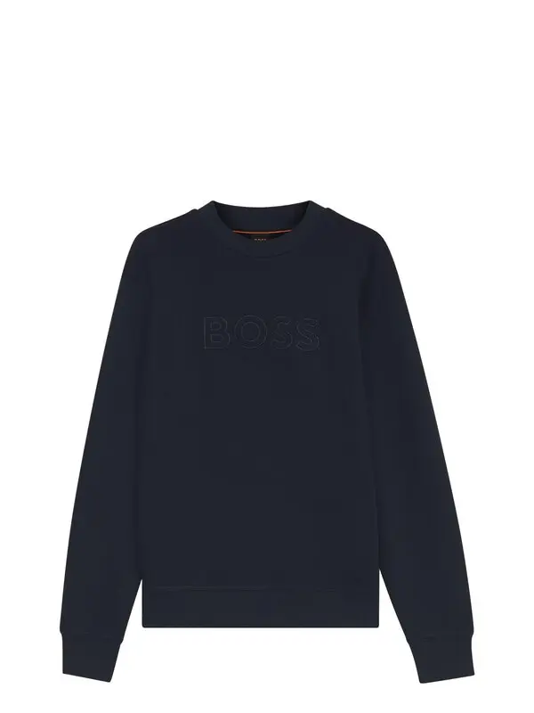 BOSS Relaxed-fit Sweatshirt With Embroidered Logo In Cotton Terry - Dark Blue