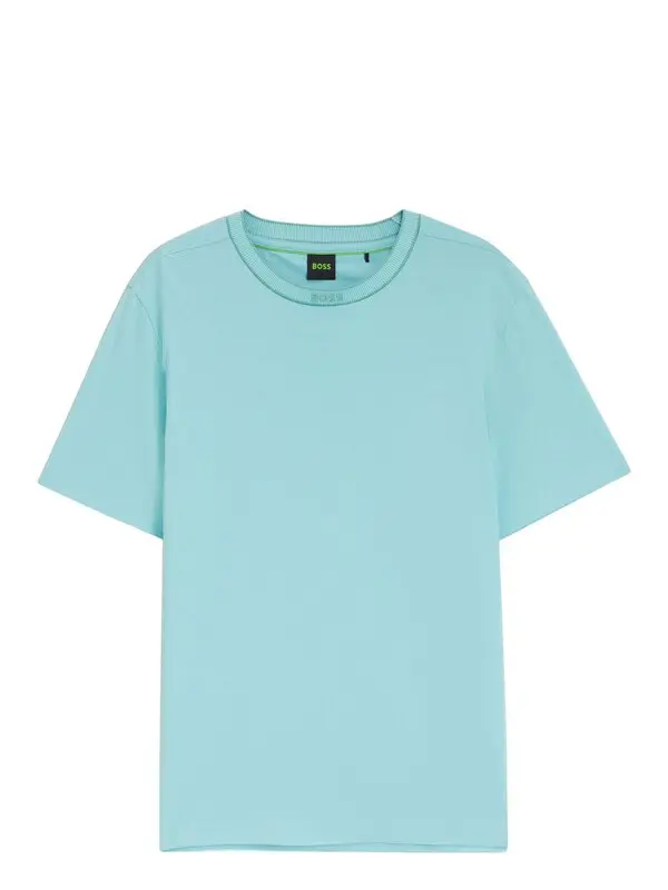 BOSS Cotton T-shirt With Logo Crew Neck - Light Blue
