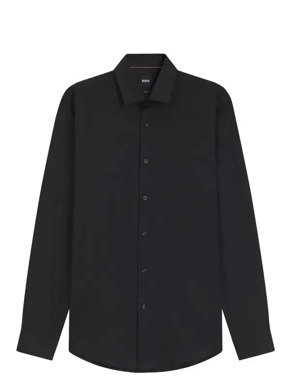 BOSS Slim-fit Cotton Shirt With Mini Monogram Jacquard - Black