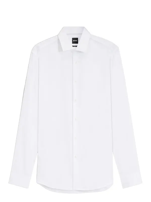 BOSS Slim-fit Cotton Shirt With Mini Monogram Jacquard - White