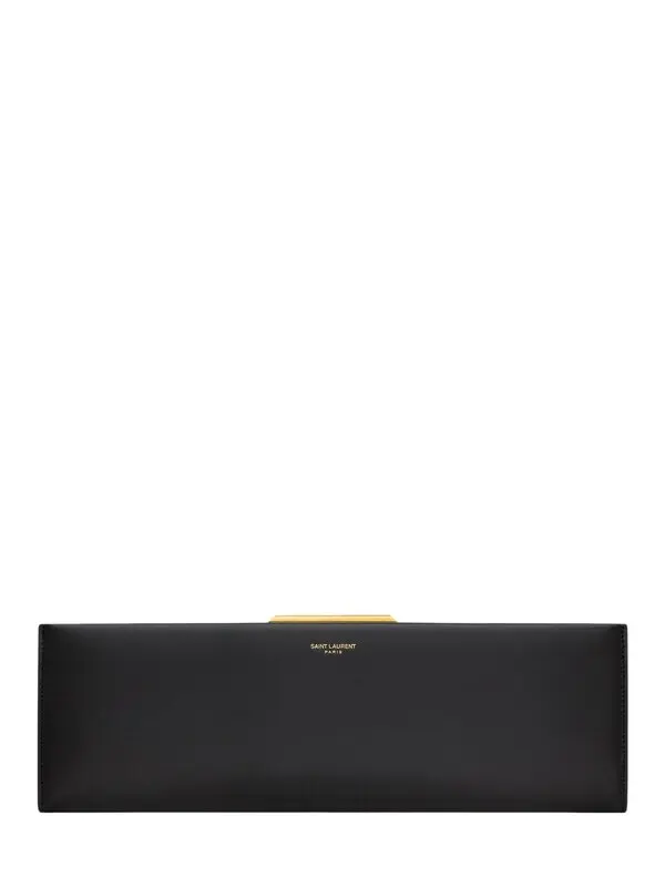 Saint Laurent Smooth Leather Clutch - Black