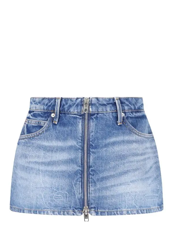 Alexander Wang Denim Mini Zip Skirt - Blue