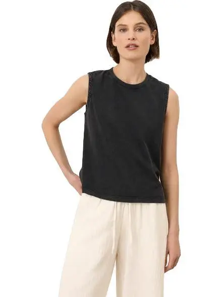 PACT Organic Cotton Vintage Jersey Relaxed Tank - Washed Black