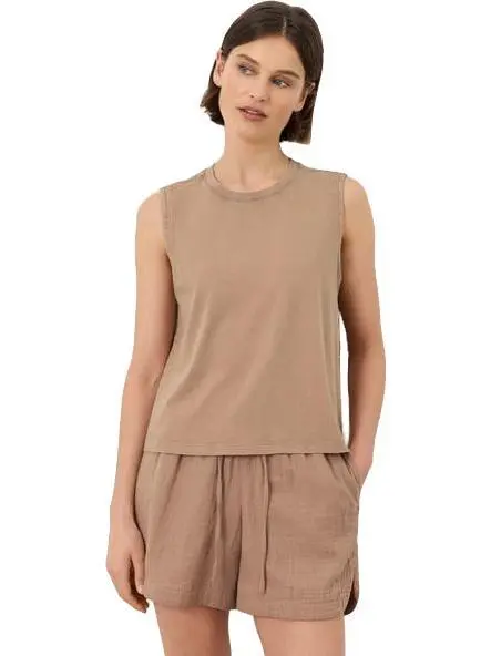 PACT Organic Cotton Vintage Jersey Relaxed Tank - Washed Driftwood Brown