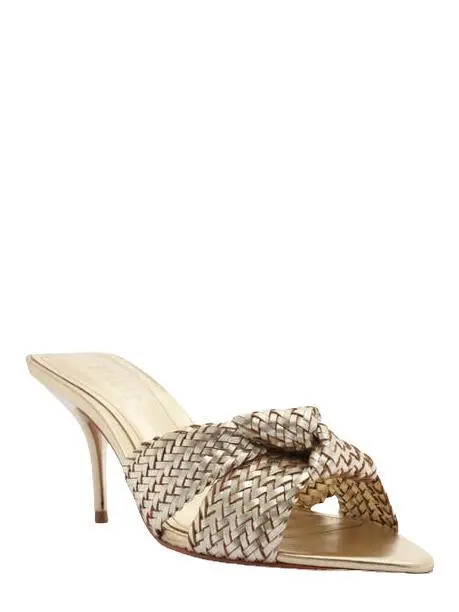 Schutz Marbella Pointed Toe Stiletto Heeled Slide Sandals - Platina
