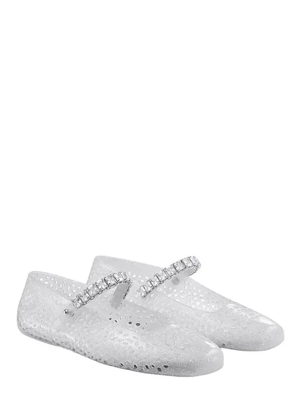 JIMMY CHOO Jelly Ballet Flats With Crystal Embellishment - Clear/silver