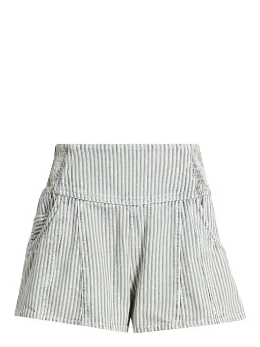 Free People Luna Railroad Stripe Cotton Shorts - Horizon Stripe
