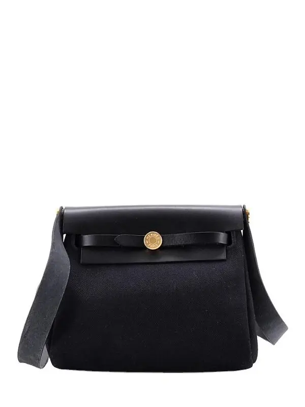 Hermès 20 Herbag Zip Toile And Leather - Black