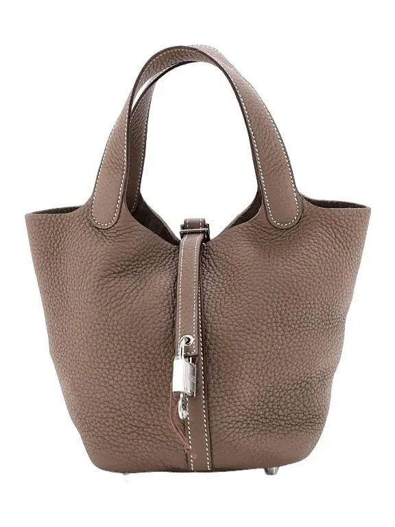 Hermès Pm Monochrome Picotin Lock Bag Clemence - Gray