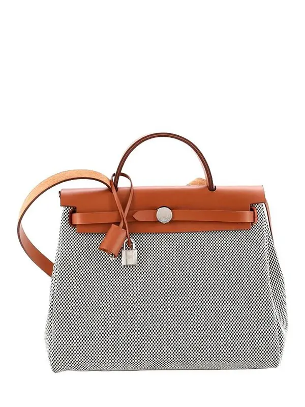 Hermès 31 Herbag Zip Criss Viking Toile And Leather - Brown