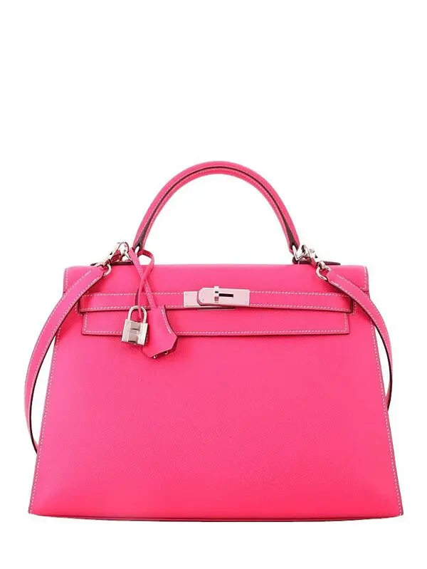 Hermès Kelly 32 Handbag Pink Epsom With Palladium Hardware - Rose Tyrien