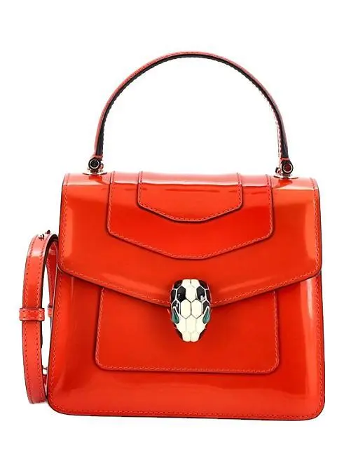 BVLGARI Small Serpenti Top Handle Bag Patent - Orange