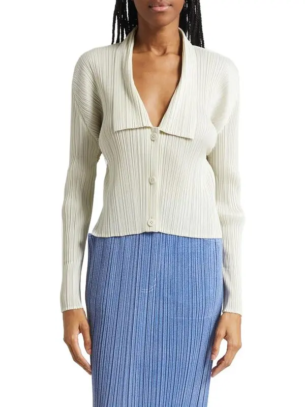 Issey Miyake Pleated Button-up Shirt - Ivory