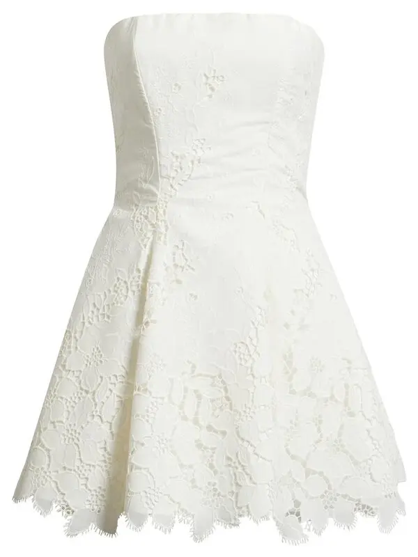 House Of Cb Jemma Strapless Broderie Dress - White