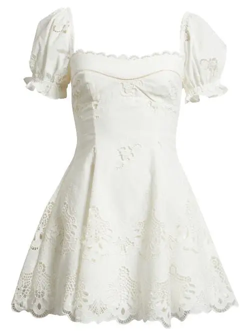 House Of Cb Lavina Cotton Broderie A-line Dress - White