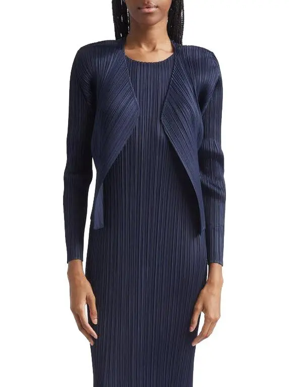 Issey Miyake Pleated Cardigan - Navy