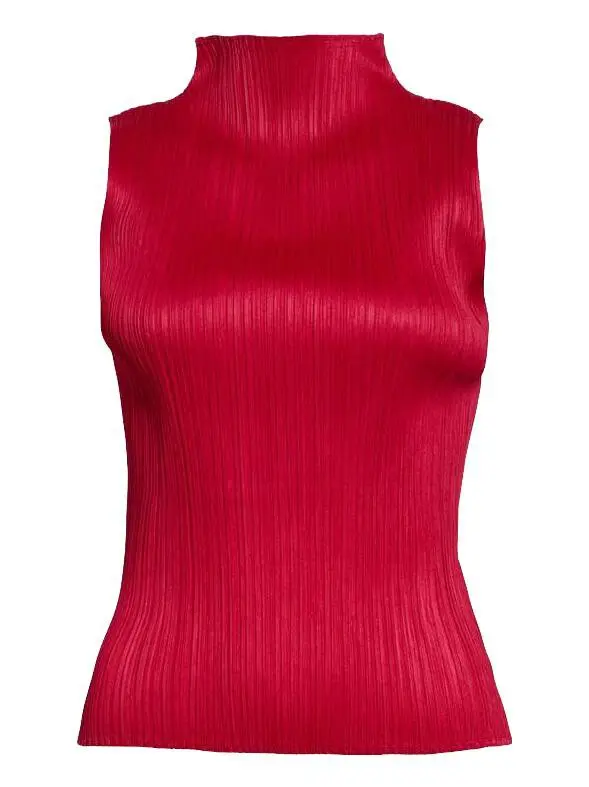 Issey Miyake Sleeveless High Neck Top - Carmine