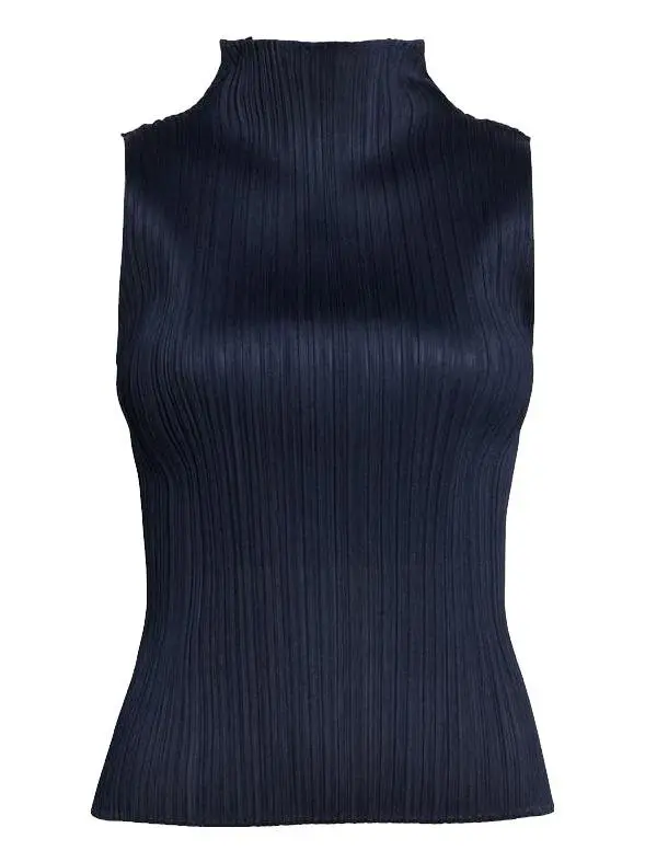 Issey Miyake Sleeveless High Neck Top - Navy